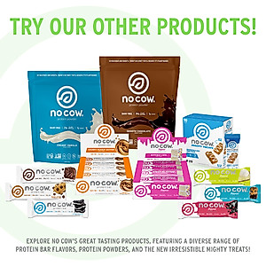 No Cow Peanut Butter Chocolate Chip Snack Food Bar, 12 Count, 20g Plant Protein, 1g Sugar, 19g Fiber, 190 Calories per Serving, Gluten Free, Dairy Free, Non-GMO, Soy Free, Kosher