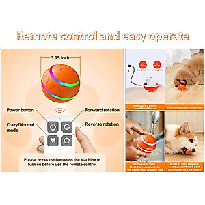 SCOLEA PawDepot Smart Interactive Dog Cat Toy Balls with Remote Control (Orange)