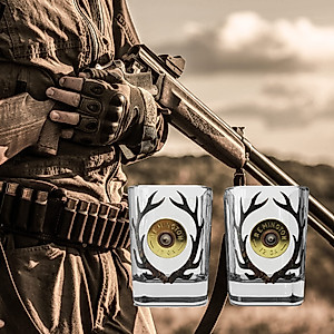 HAMILO Shotgun Shell Deer Hunting Shot Glass Set Of 2, 2 Oz, Funny Novelty Shot Glasses, Decorative Shot Gun Shell Gift for Hunting&Gun Lovers, Cool Bullet Cowboy Shot Glass, Mom, Dad, Teacher, Friend