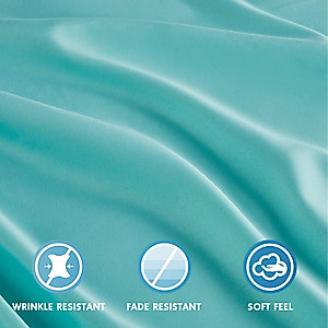 Comfort Spaces Microfiber Bed Fitted Sheet 14" Deep Pocket, Wrinkle Resistant, All Around Elastic - Year-Round Cozy Bedding, Fitted Sheet ONLY, King, Aqua