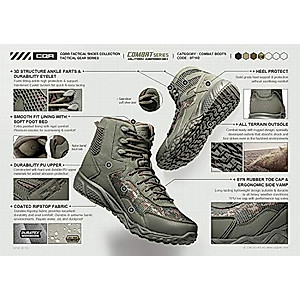 CQR Men's Military Tactical Boots, Lightweight 6 Inches Combat Boots, Durable EDC Outdoor Work Boots, No Zip Desert Sand, 13