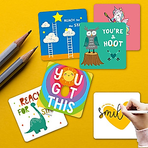 Lunch Box Notes for Kids, 60 Cute Design Positive Affirmation Lunch Box Cards for Kindergarten Kids - Inspirational & Motivational Love Notes for Lunchbox for Boys Girls( With Blank Space)