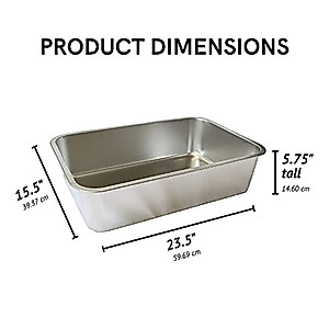 Midlee Stainless Steel Cat Litter Box- XL Size- 23.5" x 15.5" x 5.75"