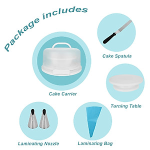 MIVIDE 10 Inch Cake Carrier with Lid, Portable Cake Holders Cake Container, Plastic Round Cake Storage Container Cake Saver with Lid and Handle for Transport
