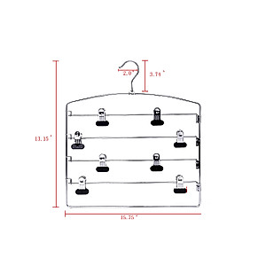 3 Quality Multi Pants Hangers, Real Heavy Duty, Space-Saving Multi-Bar Metal Hangers, Stable with Non-Slip Foam Padding, Swivel Hook for 5 Jeans Each, Suit Pants, Scarves, Towels, Trousers (Pants, 3)