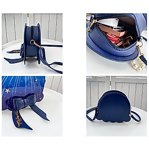 GK-O Women Jellyfish Handbag Crossbody Bag Fantasy Submarine Jellyfish Shoulder Bag Fake Pearl Bow Knot Rivet Messenger Bag (Blue)