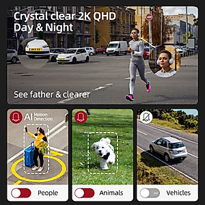 ELECCTV 2K WiFi Alexa Camera for Home Security, Outdoor/Indoor Security Camera, with Safety Cloud, Night Vision, AI Detection, Waterproof, Google Assistant Compatible 24/7 Live Video（Model 397 3pack）