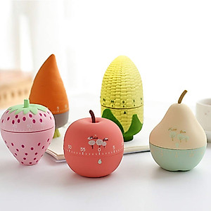 MONLIYA Kitchen Timer Cute Fruit Cookie Kitchen Timer | Novelty Manual Cooking Timer | Fun Shaped Mechanical Timer for Kitchen Alarm Home Desktop Decor (Strawberry) Windup