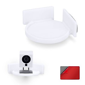 Mini Circular Corner Shelf Mount for Security Cameras, Baby Monitors, Speakers, Plants & More, Universal Holder, Strong Adheasive, No Mess, Screwless by Brainwavz (White)
