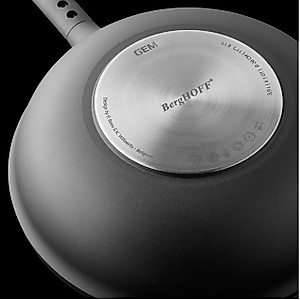 BergHOFF GEM Non-stick Cast Aluminum Stir-Frying Pan 10" 3.0 qt. Black Stay-cool Handle, Hanging Loop Ferno-Green, PFOA Free Coating Induction Cooktop Fast Heating