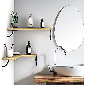 Wood Floating Corner Shelves, Wall Shelves for Bedroom, Wall Mounted Shelf