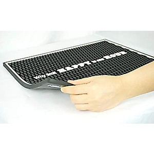 Premium Bar Mat - Non-Slip, Absorbent, and Multi-Purpose - Heavy Duty Commercial Grade Rubber - Dish Dry and Spill Mat for Kitchen or Cocktail Bar Countertops - Designed in USA - 16"x12"x0.4"-Black