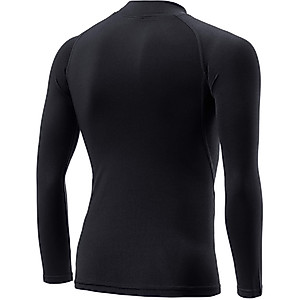 TSLA Kid's & Boy's and Girl's Thermal Long Sleeve Tops, Crew Neck Fleece Lined Compression Base Layer Shirts, Thermal Mock Neck Black, 16