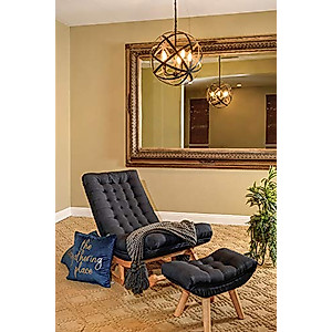 Barton Premium Rocking Lounge Chair Soft Fabric Cushion Living Room Chair Wooden Legs Footrest Chair Indoor Outdoor Use (Grey)