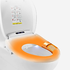 Electric Bidet Toilet Seat Round,Dryer, Feminine & Child Wash, Remote Control, with Unlimited Heated Water, Easy To Clean Toilet Seat, No Impact Seat, Elongated White,for Women and Aged