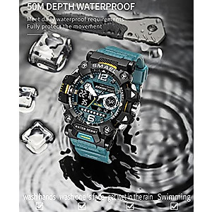 Men's Military Watch Outdoor LED Digital Watch Waterproof Tactical Army Wrist Sports Watches for Men Black Silver_8072