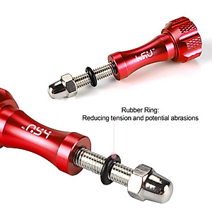 HSU Aluminum Thumbscrew Set + Wrench for Gopro Hero 13, 12, 11, 10, 9, 8, 7, 6, 5, 4, 3, AKASO Campark and Other Action Cameras (3pcs, Red)
