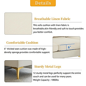 VERYKE Sectional Sofa Couch for Living Room, U Shaped Modern Sectional Sofa with Double Chaise,Minimalist Sectional Couch with Metal Leg for Home Office,Apartment (Linen Cream White)