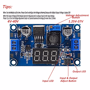 AEDIKO 8pcs LM2596 Buck Converter DC-DC LM2596S Voltmeter Buck Converter Step-Down Regulator 4.0-40V to 1.25-37V DC 36V to 24V to 12V to 5V Power Supply Module with LED Display