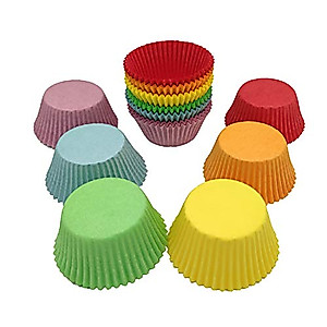 Mombake Standard Rainbow Bright Greaseproof Cupcake Liners Paper Baking Cups Assorted 6 Colors, 200-Count