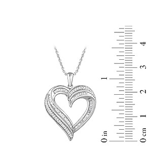 Amazon Collection women Sterling Silver Diamond Heart Pendant Necklace (1/2 cttw), 18"