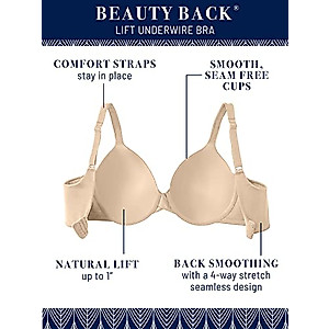 Vanity Fair Women's Light Lift Bra: Comfort Straps & No Poke Underwire (34B-44DD), Back Smoothing (78349) -Neutral, 36C