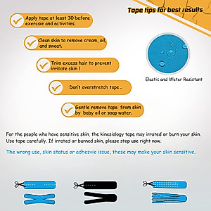 Kinesiology Tape Precut 3 Rolls-Athletic Sports Tape for Muscle & Joints-Physical Therapy Tape for Knee,Ankle,Shoulder,Plantar Fasciitis- Latex Free and Water Resistant-60 Strips, Blue