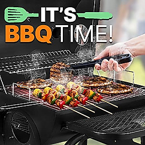 NutriChefKitchen Charcoal Grill Offset Smoker, Portable Stainless Steel Grill, Outdoor Camping BBQ and Barrel Smoker (Black)