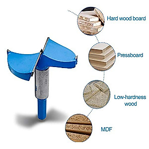 TOOLSTAR Forstner Drill Bits, Boring Carbide Drill Bits 60mm Blue Woodworking Hole Saw Power Rotary Cutting Tool for Wood Plastic Plywood （Pack of 1）