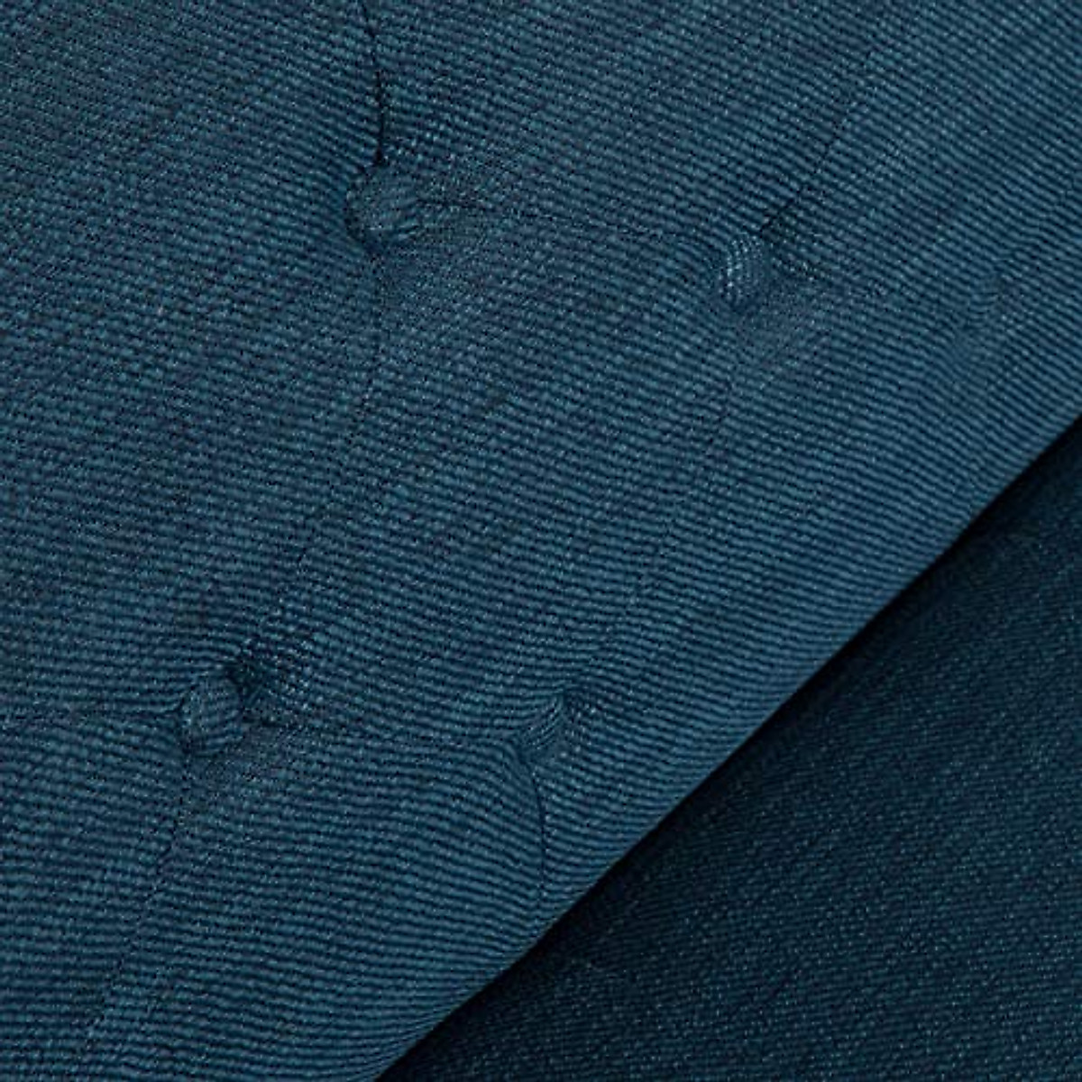 Great Deal Furniture Aidan Mid-Century Modern Tufted Fabric Sofa, Navy Blue and Dark Walnut