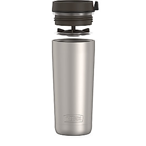 THERMOS ALTA SERIES Stainless Steel Tumbler 18 Ounce, Matte Steel/Espresso Black