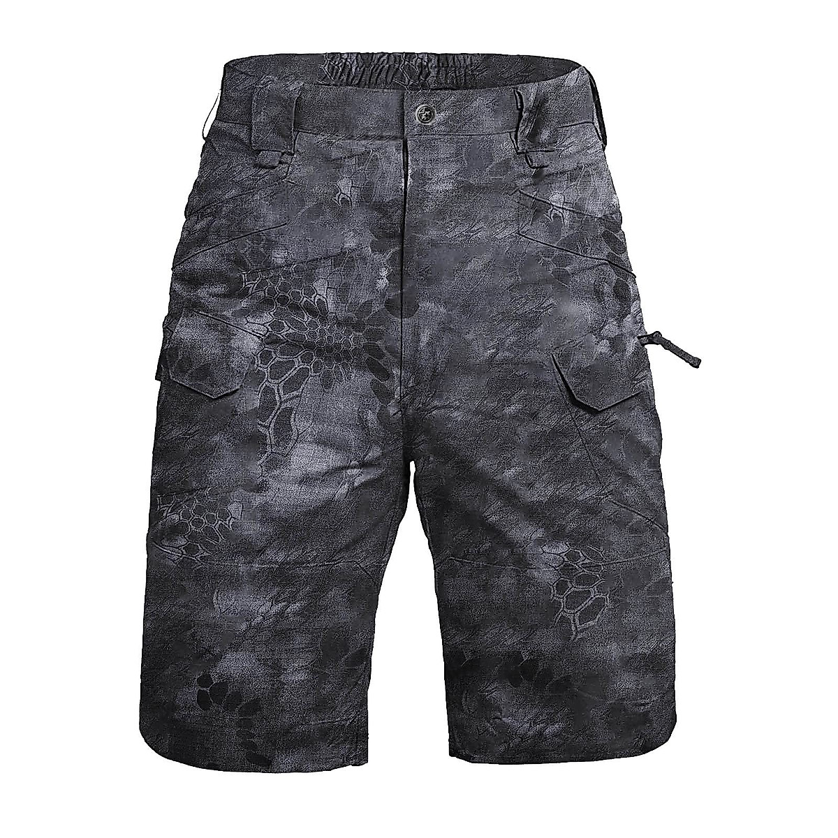 WENKOMG1 Mens Tactical Shorts,Woven Safari Style Military Waterproof Ripstop Elastic Waist Hiking Fishing Cargo Shorts,Summer Active Casual Sports Jogger Rugby Basketball Shorts(B-Black,XXXXXL)