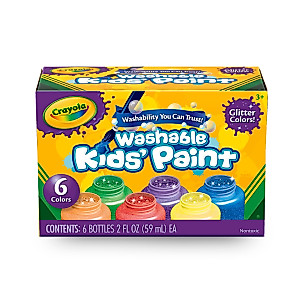 Crayola Washable Kids Paint Set (12ct), Classic and Glitter Paint for Kids, Arts & Crafts Supplies, Toddler Painting Kit, 3+ [Amazon Exclusive]