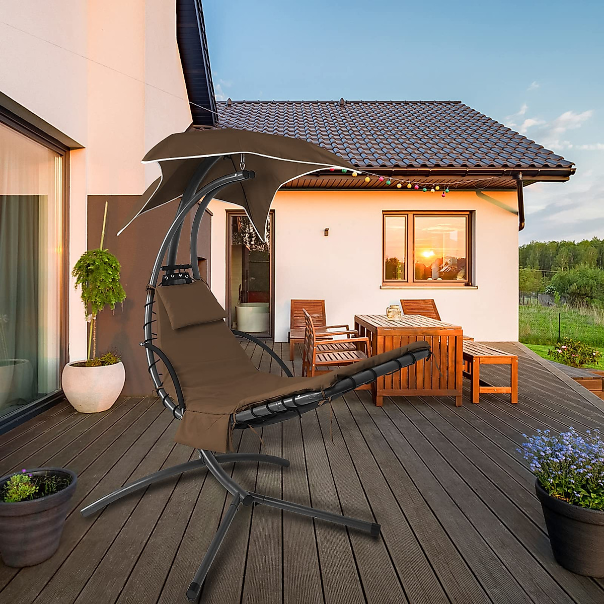 ZHUANMONI Patio Hanging Lounge Chair Replacement Cushion Cover and Umbrella Fabric,for Outdoor Hanging Hammock Chair Outdoor Chaise Chair Pillow Pad Replacement Cushion Cover