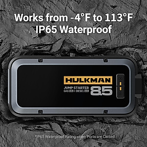 Hulkman Alpha85,Space Gray,2000A 74Wh Smart Jump Starter,12V Portable Car Battery Booster with 3.3" Display,USB-C Power Pack,5-Mode Flashlight,Jumper Cables for up to 8.5L Gas/6.0L Diesel