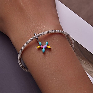 Dog Charms for Bracelets 925 Sterling Silver Charms Ocean Dolphin Charm Insect Butterfly Bee Animal Charms for Pandora Bracelets (Colorful Balloon Dog Charm)