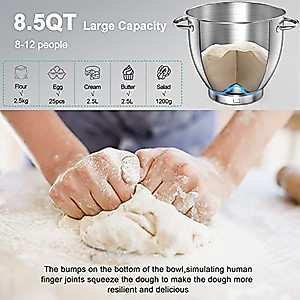 Vospeed Stand Mixer, 8.5 QT 660W 6-Speed Tilt-Head Food Mixer Kitchen Electric Mixer with Stainless Steel Bowl, Beater, Hook, Whisk. (Blue)