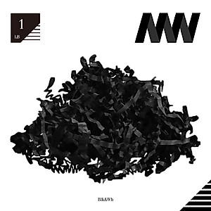 BLK&WH 1 LB Crinkle Cut Paper Shred Filler, Black Crinkle Paper for Gift Wrapping, Shredded Paper for Gift Baskets, Crinkle Paper for Packaging