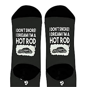 ThisWear Hot Rod Lover Gifts I Don't Snore I Dream I'm a Hot Rod Novelty Gifts 1-Pair Novelty Crew Socks