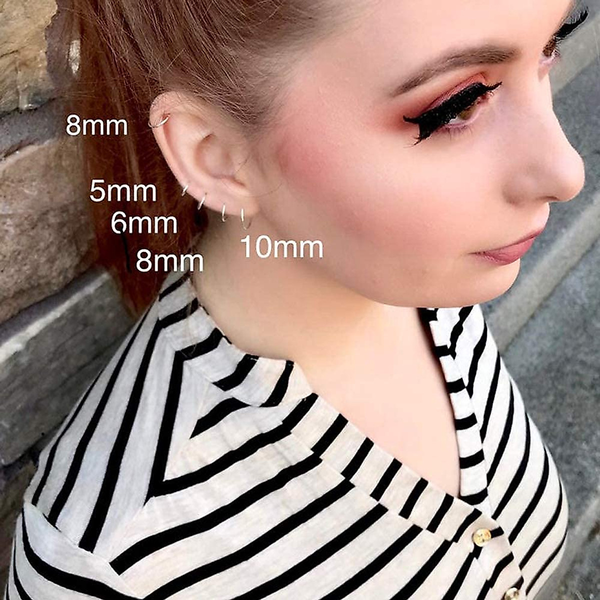 OreilleStar Nose Rings Septum Hoops Hypoallergenic 316L Surgical Steel Small Round Clicker Hinged Earrings Gold 16Gauge 6MM for Helix Cartilage Daith Snug Tragus Lobe