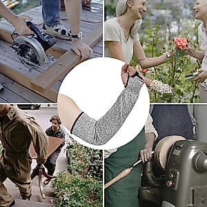 DEYAN Cut Resistant Sleeves, Level 5 Arm Protection Sleeves with Thumb Hole, 18 inch Extra Long Arm Protectors, Slash Resistant Safety Arm Guard for Garden Farm Yard Working, 1 Pair (Grey)