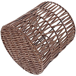 Gatuida Small Woven Basket Trash Can Wastebasket Round Wicker Waste Paper Bin Storage Basket for Bedroom, Bathroom, Office(Brown)