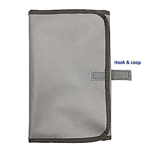 ANIZER Travel Foldable Jewelry Rolls Bag Hanging Jewelry Organizer with 9 Zippered Clear Pockets Storage Pouch with Rotatable Hanger (GREY)