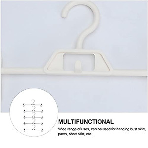 OUNONA Multifunction Space- Clothes Drying Saving Plastic White Space Hook Clip Adjustable Creative Rack Swivel Slip Pant Durable Clothing Stackable Slacks Hangers with Beige Tier On