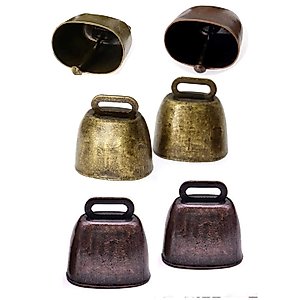 Cow Bells - Cow Horse Sheep Grazing Copper Bells, Pet Anti-Theft Accessories Decorative Bells by,The Sound is Crisp Christmas Bell, 2 Colors (6 Pcs)