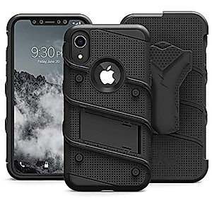 ZIZO Bolt Series for iPhone XR Case with Screen Protector Kickstand Holster Lanyard - Black