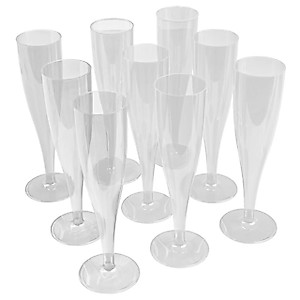24 Pc Plastic Champagne Flutes Disposable Wine Glasses Mimosa Cups Wedding 6oz Clear Glassware Beverage Events Shatterproof Toasting Catering Holidays Thanksgiving Drinkware Drinking Dish Tableware