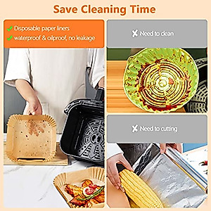 Air Fryer Liners 8 Inch,125Pcs Premium Food Grade Parchment Paper, Air Fryer Disposable Paper Liner for Air Frying, Baking, Roasting Microwave, Non-Stick Cooking Air Fryer Paper Square Free of Bleach