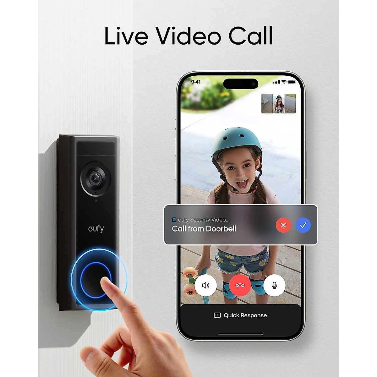 eufy Video Doorbell C31, 2K FHD, Dual Power Options, Live Video Call, Easy Installation, Quick-Release Battery, 24/7 Recording, Human and Motion Detection, HomeBase S380 Compatible, No Monthly Fee