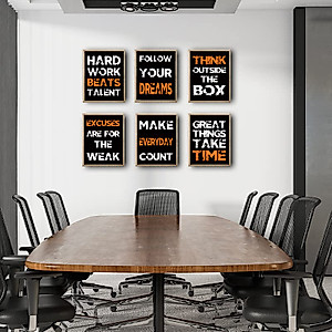 Inspirational Phrase Wall Art ,Ofiice Gym Living Room Wall Decoration Proverb ,Inspirational Quotes Poster ，Teen Adult Bedroomclassroom University Decoration | 6-pack 20.32 x 25.40 cm (Unframed）black A